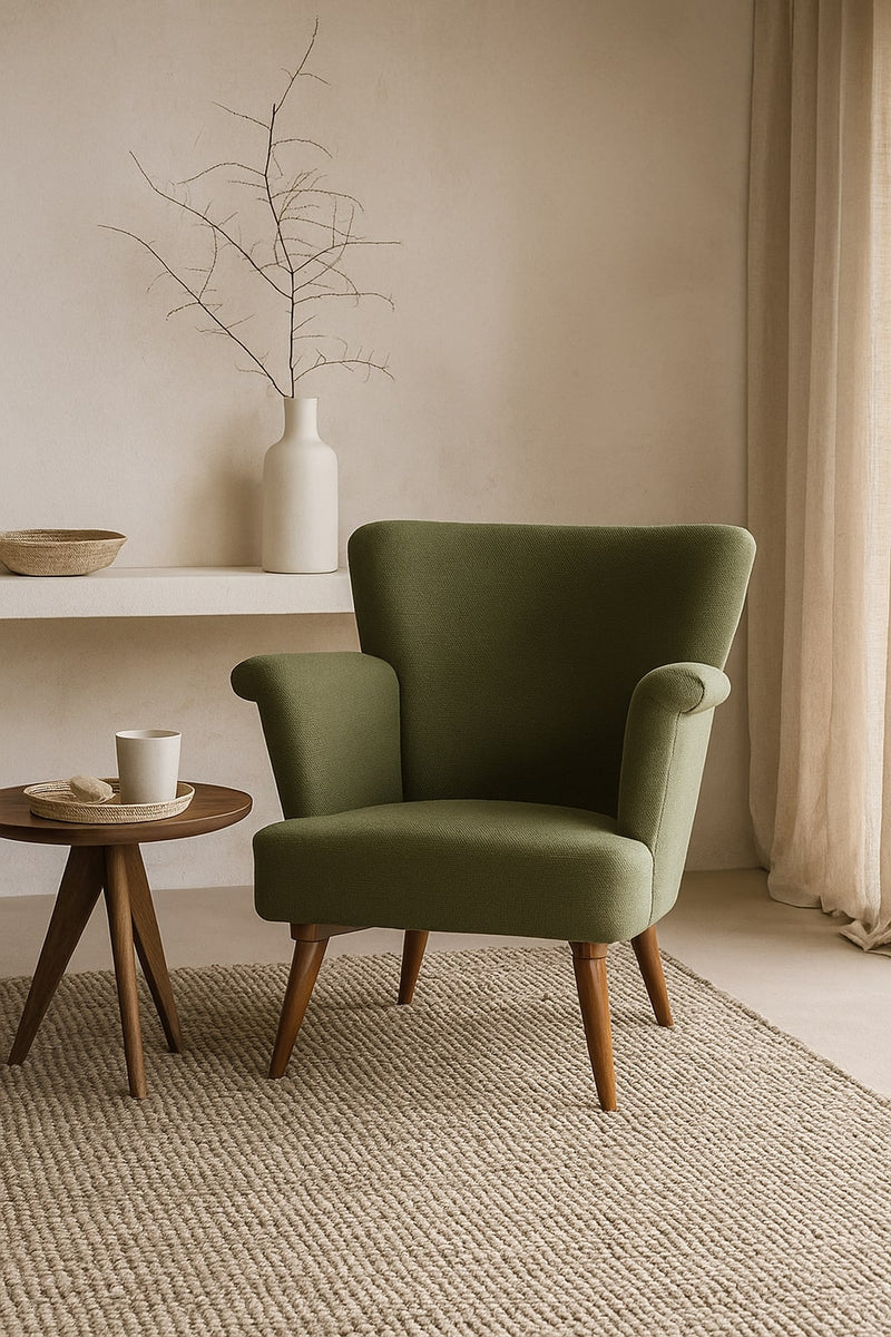 Kehar Wooden Upholstered Armchair – Contrast Living